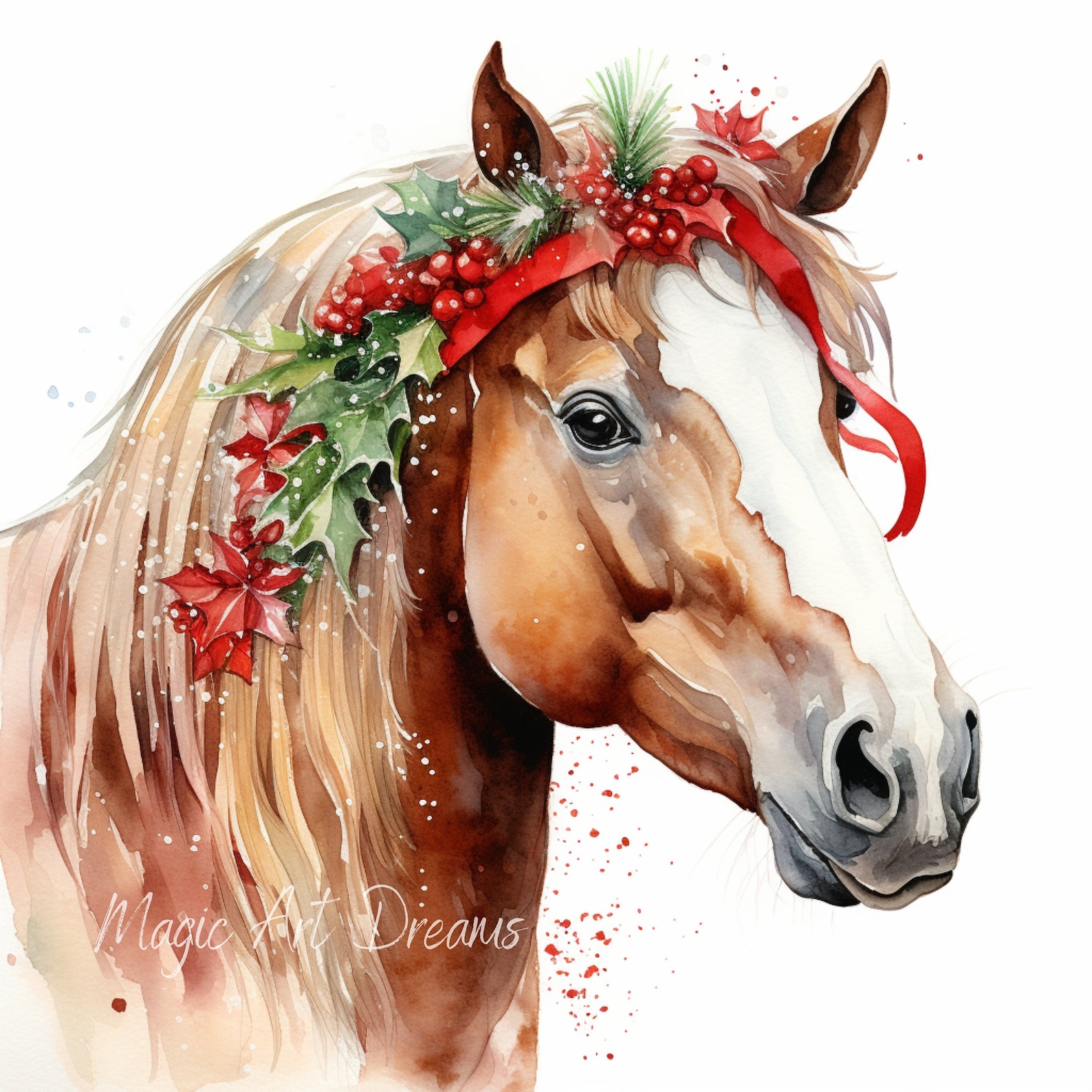 Christmas Horses Clipart Digital Download 17 High Quality Jpgs ...