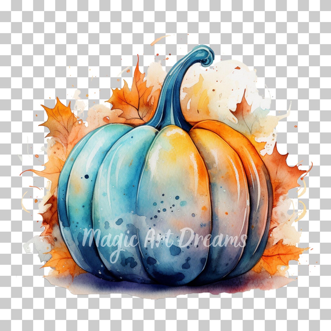 Watercolor Pumpkins Clipart Full Watercolor in PNG JPEG - Etsy