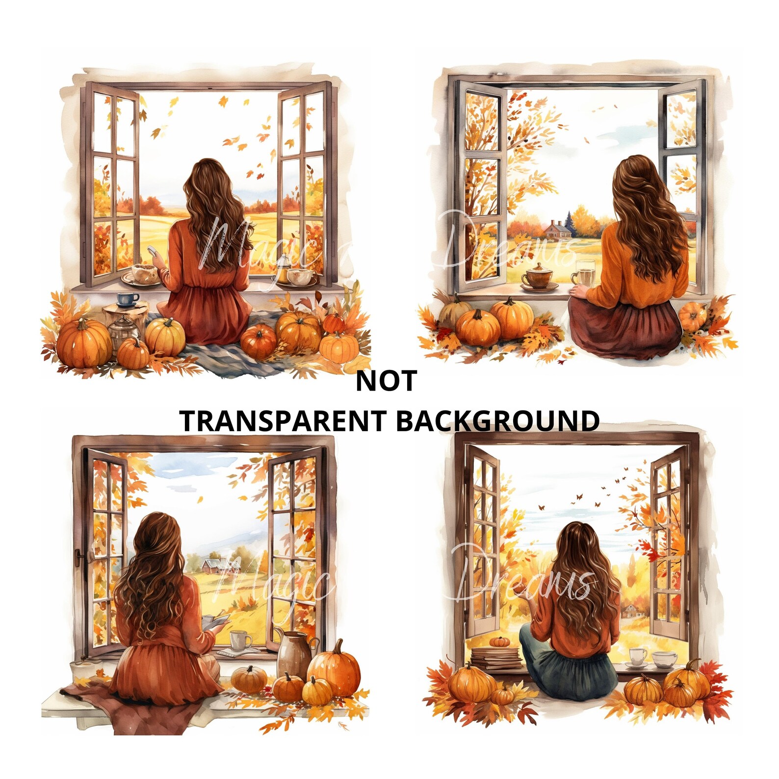 Watercolour Fall Window Clipart 15 JPG Format Not - Etsy