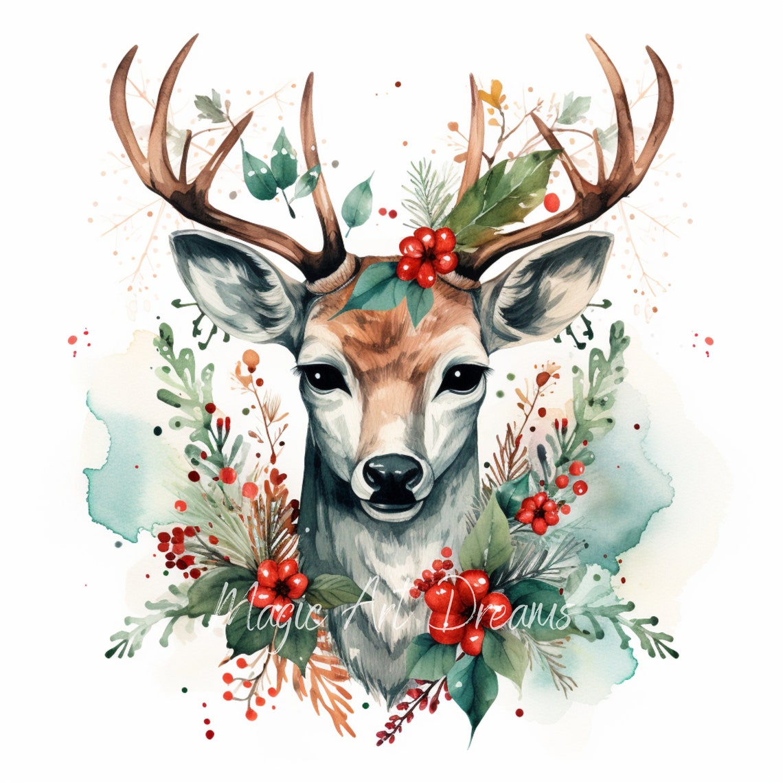 Christmas Deer Clipart 10 High Quality JPG, Merry Christmas, Digital ...