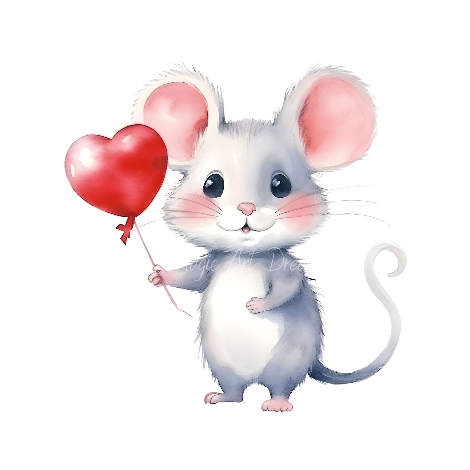 Watercolour Mouse With a Heart, 19 Jpgs, Download, Valentines Day ...