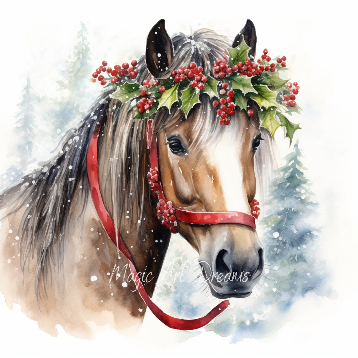 Christmas Horses Clipart Digital Download 17 High Quality Jpgs ...