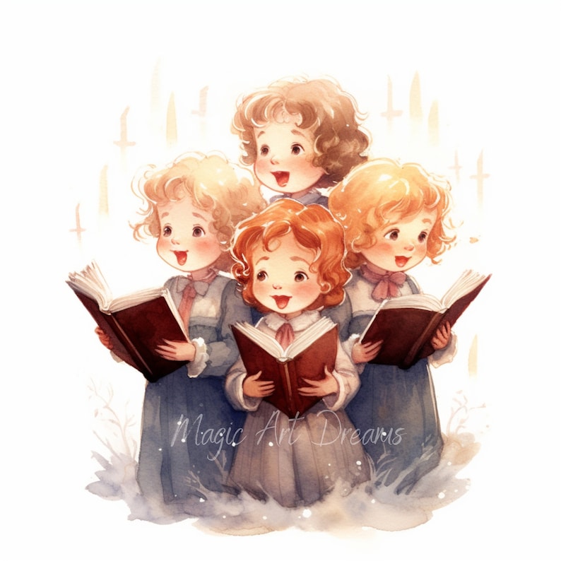 Adorable Little Angels Singing Christmas Carols Clipart, 20 JPG, Merry ...