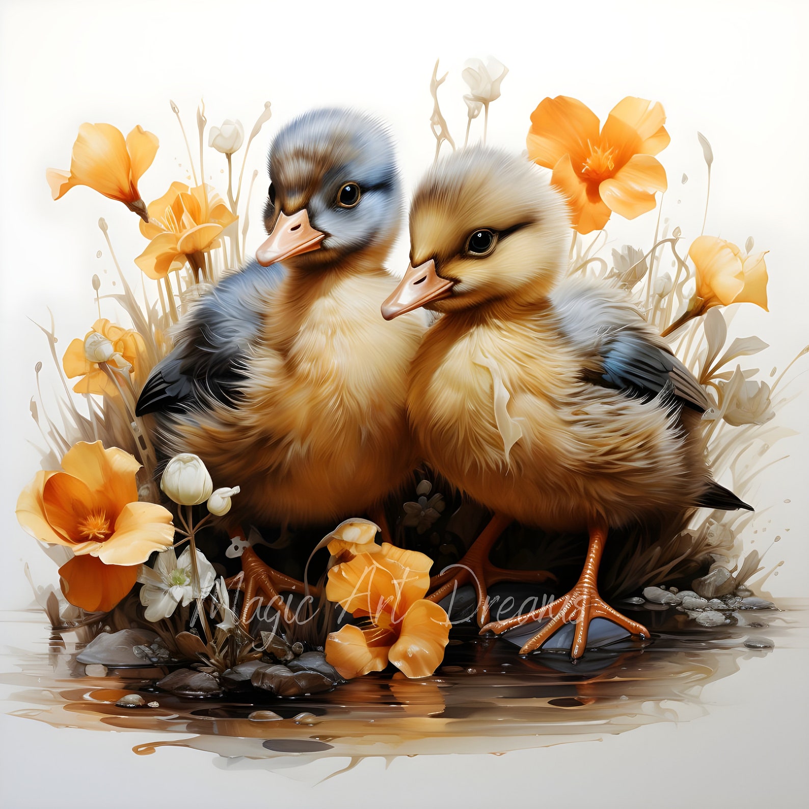 Watercolour Easter Ducklings Clipart, 18 Pngs, Not Transparent Background, Commercial and ...