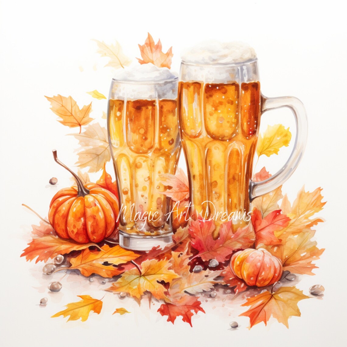 Watercolour Fall Beer Clipart, 16 JPG, Beer Illustration, Sublimation ...