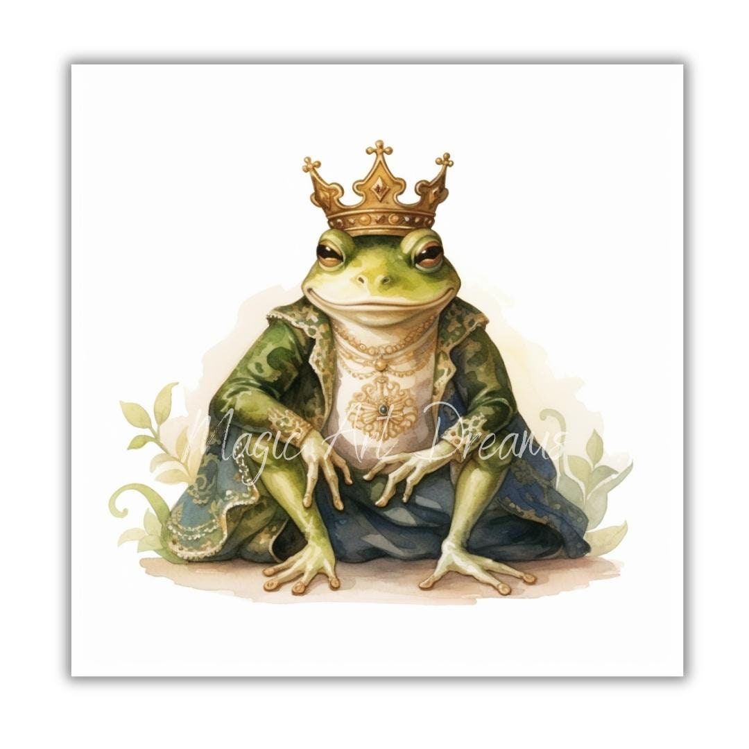 Fairy Tale Frog Clipart Bundle Watercolour PNG JPG Files, Digital Print ...