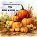 Digital Pumpkins Clipart - 12 Fall Watercolour in JPG Format Instant ...