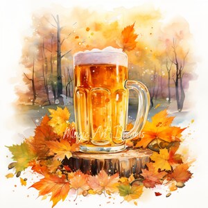 Watercolour Fall Beer Clipart, 16 JPG, Beer Illustration, Sublimation ...