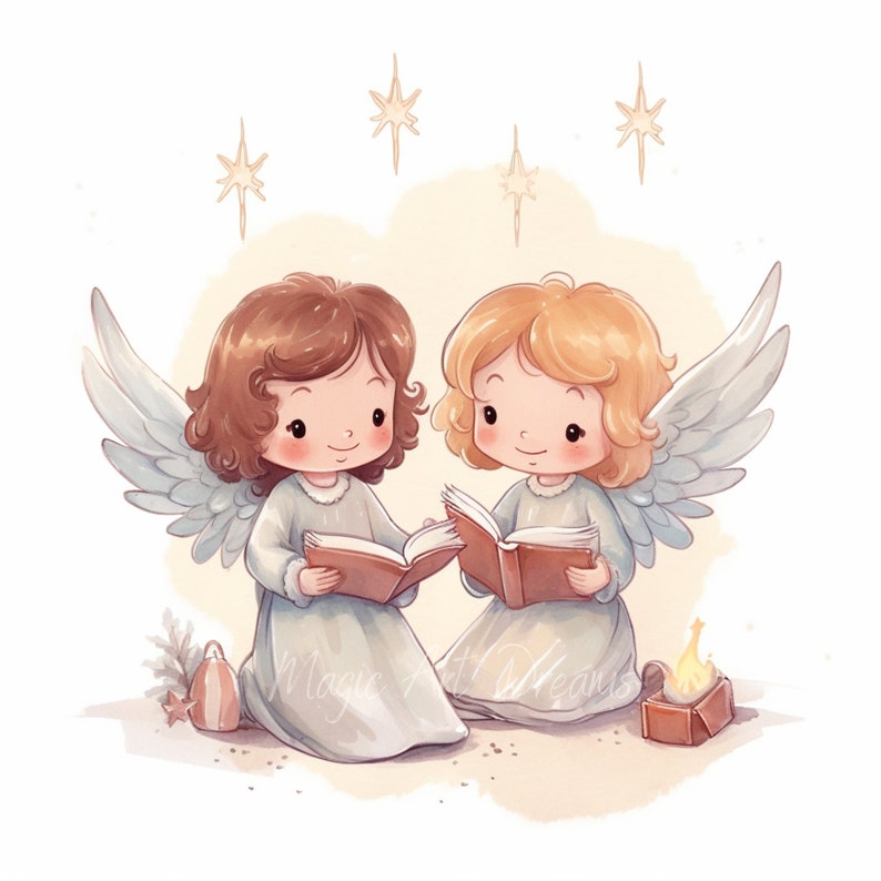Adorable Little Angels Singing Christmas Carols Clipart, 20 JPG, Merry ...