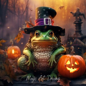Watercolor Halloween Frog With Pumpkins Clipart, BOO, 15 JPG, Not ...