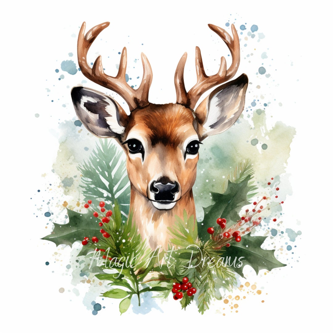 Christmas Deer Clipart 10 High Quality JPG, Merry Christmas, Digital ...