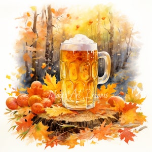 Watercolour Fall Beer Clipart, 16 JPG, Beer Illustration, Sublimation ...