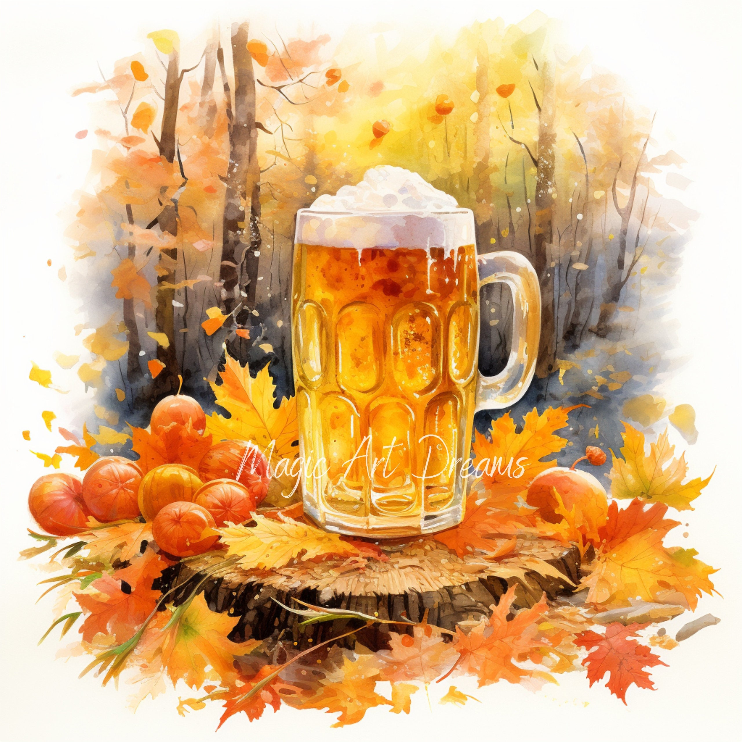 Watercolour Fall Beer Clipart 16 JPG Beer Illustration - Etsy