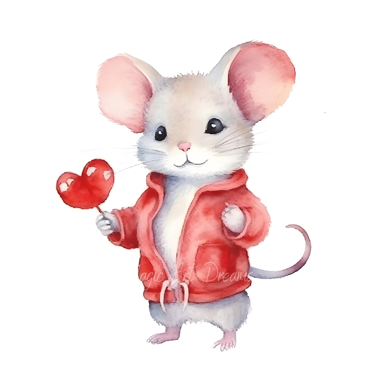 Watercolour Mouse With a Heart, 19 Jpgs, Download, Valentines Day ...