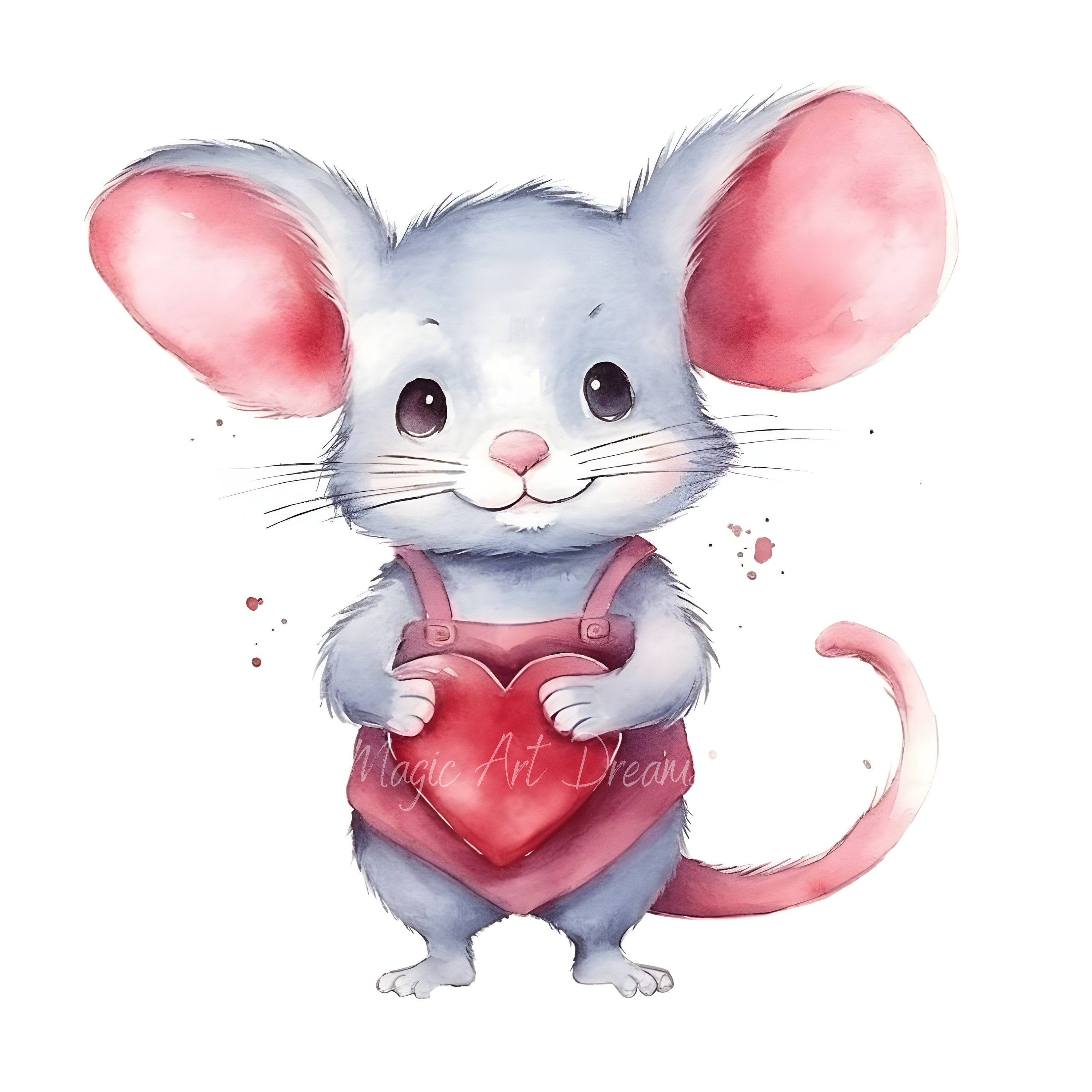 Watercolour Mouse With a Heart, 19 Jpgs, Download, Valentines Day ...