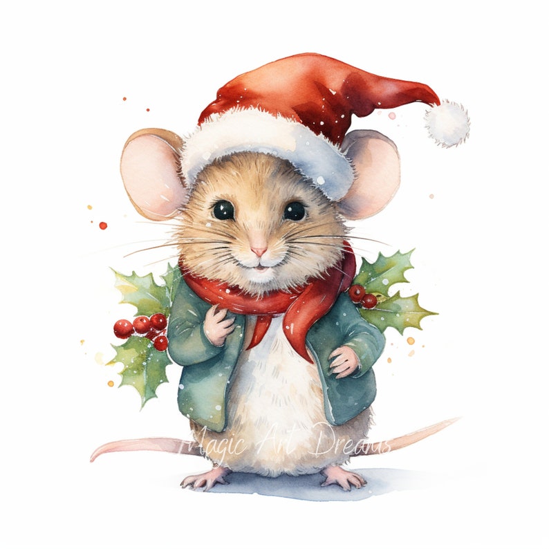 Christmas Mouse Clipart 14 High Quality JPG, Merry Christmas, Digital ...