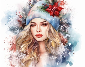 Festive Christmas Cute Mouse, Watercolor Clipart, Book Scrapping, 14 ...