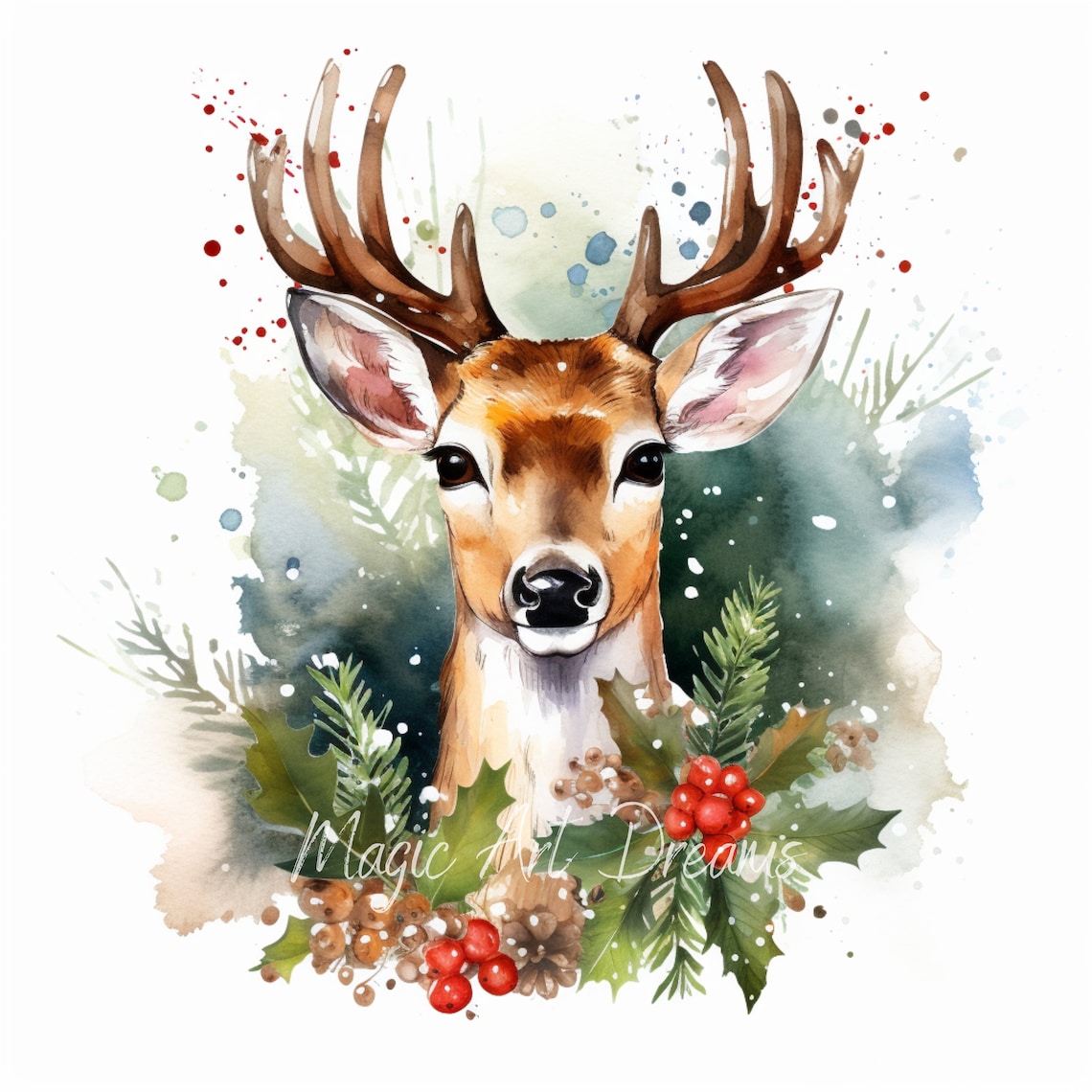 Christmas Deer Clipart 10 High Quality JPG, Merry Christmas, Digital ...