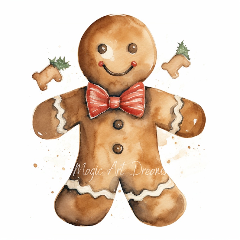 Christmas Gingerbread Man Clipart, 20 JPG, Merry Christmas, Digital ...