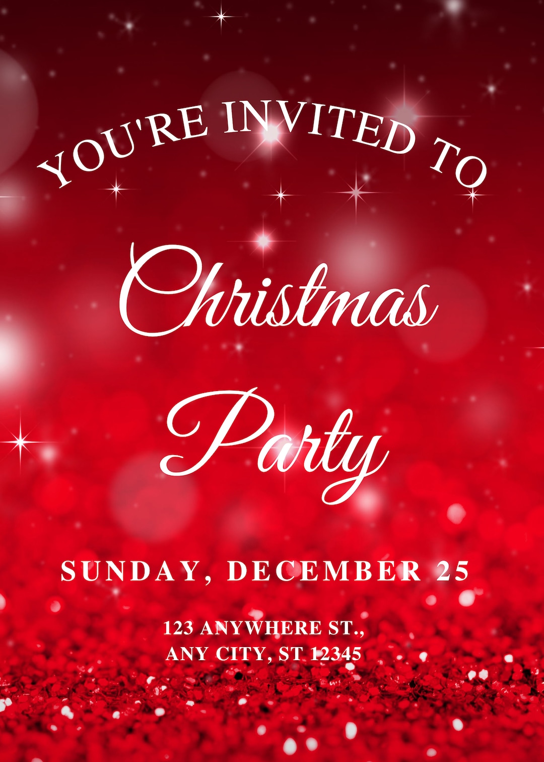 Red Christmas Party Invitation, Christmas House Party Invitation ...