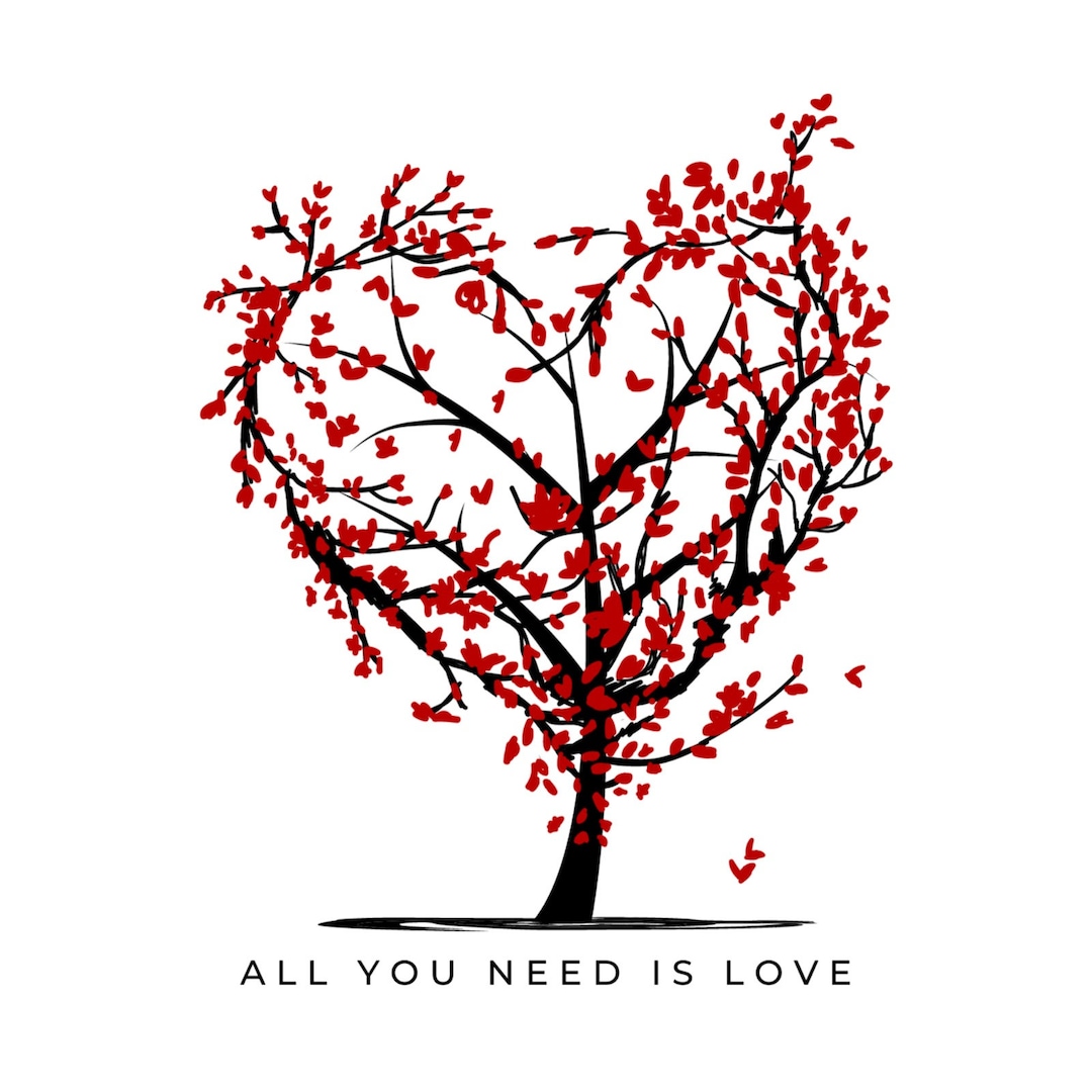Black and Red Cute Love Tree Black and Red Cute Love Tree SVG Digital ...