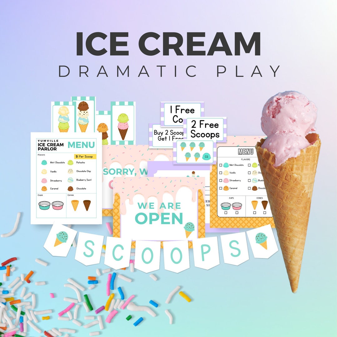 Ice Cream Pretend Play Printable, Dramatic Play With Food, - OLL001 - Etsy