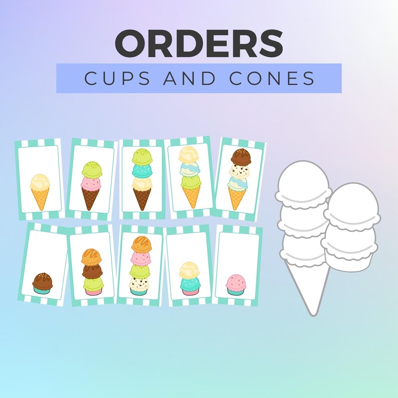Ice Cream Pretend Play Printable, Dramatic Play With Food, - OLL001 - Etsy
