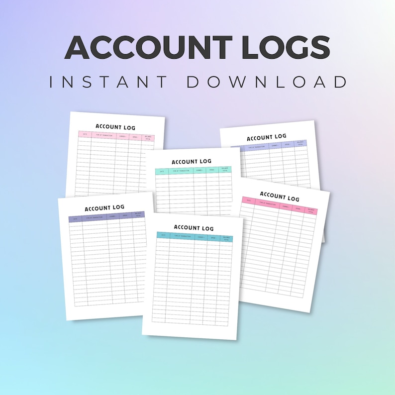 Account Log: Teach Kids Smart Money Management! - OLL001 - Etsy