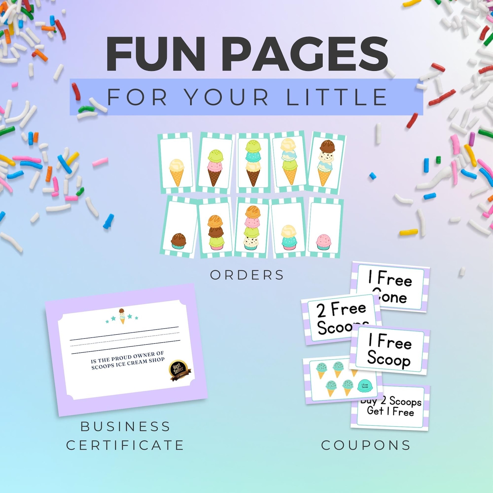 Ice Cream Pretend Play Printable, Dramatic Play With Food, - OLL001 - Etsy