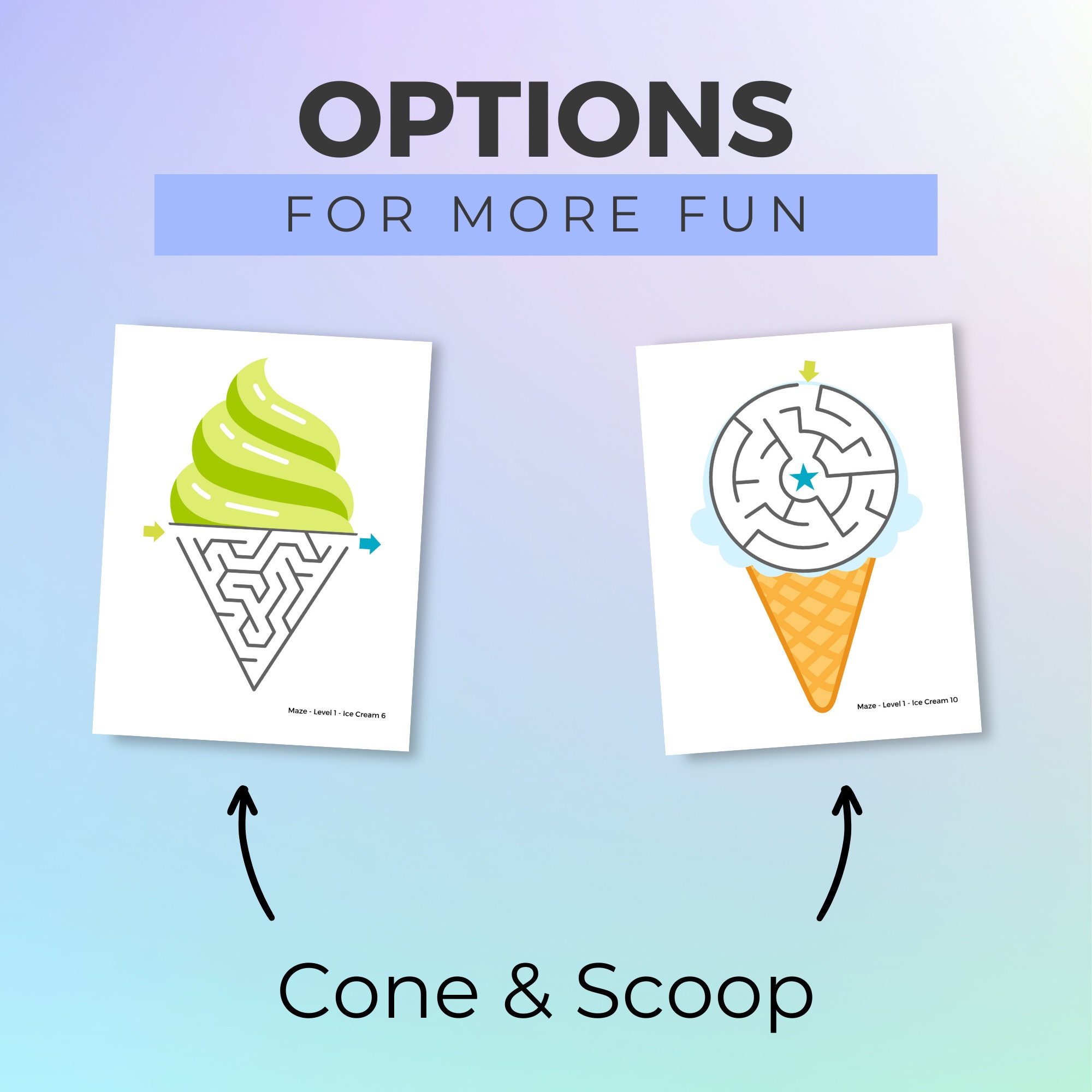 Ice Cream Mazes: Navigate the Sweet Adventure! Level 1 - OLL001 - Etsy