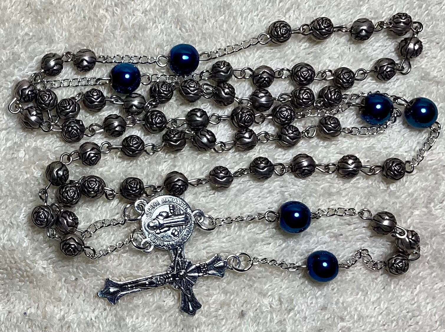 Silver and Blue Rosary - Etsy