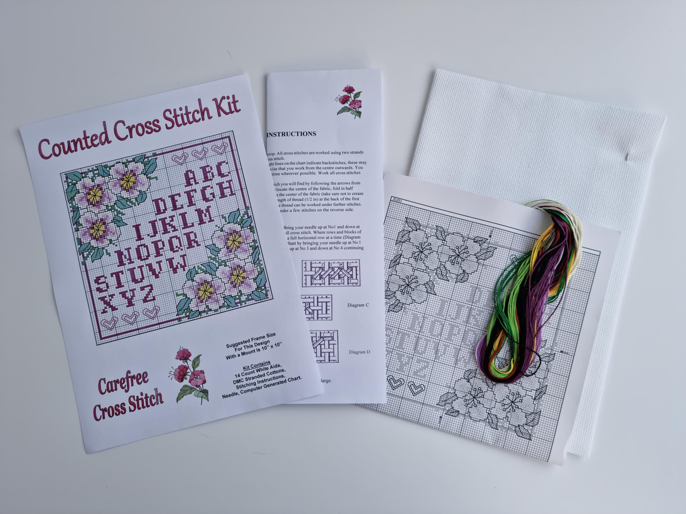 Alphabet Traditional Counted Cross Stitch Sampler Kit for Hobby and ...