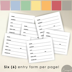 Entry Form Printable Enter to Win Form for School Auction Nonprofit ...