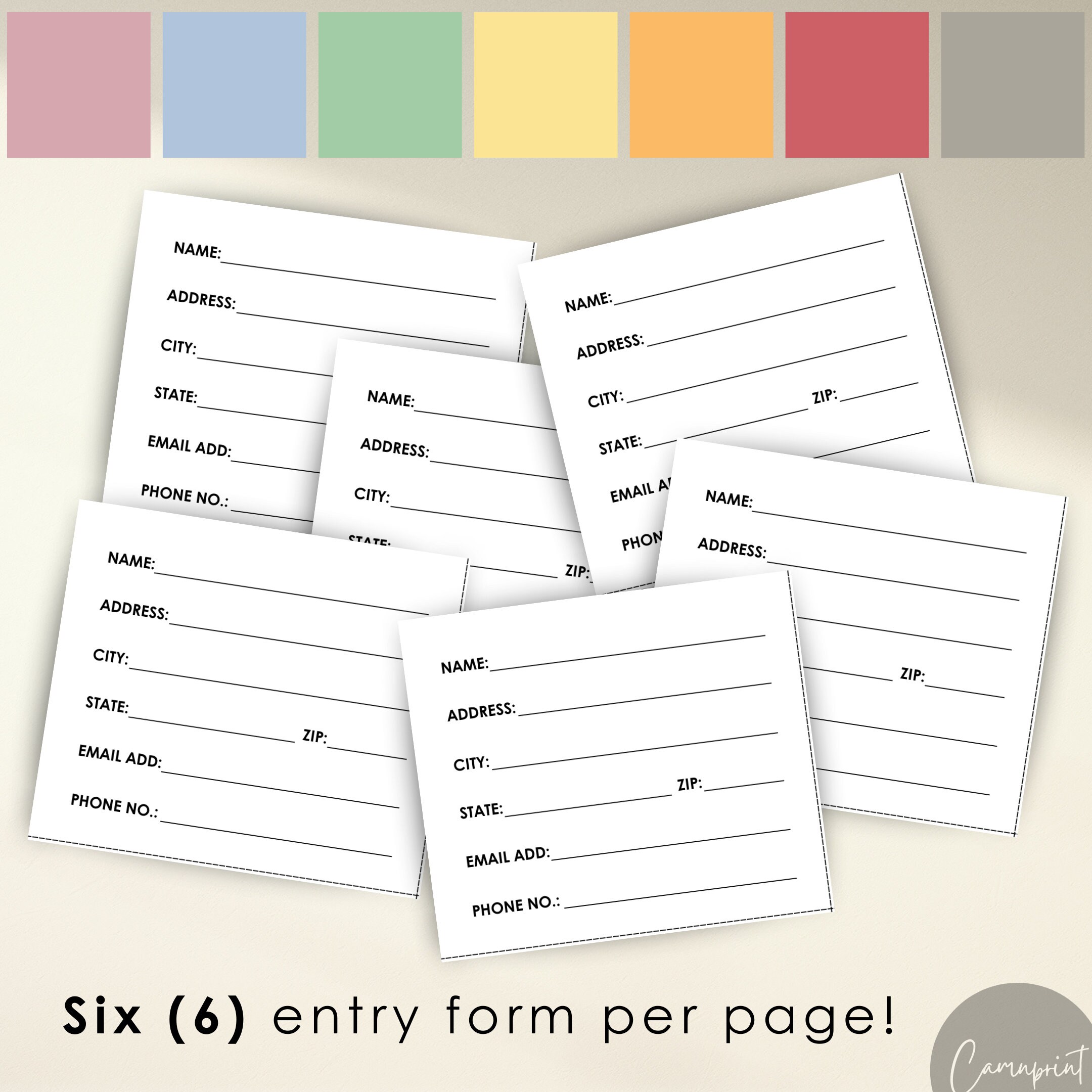 Entry Form Printable Enter to Win Form for School Auction Nonprofit ...