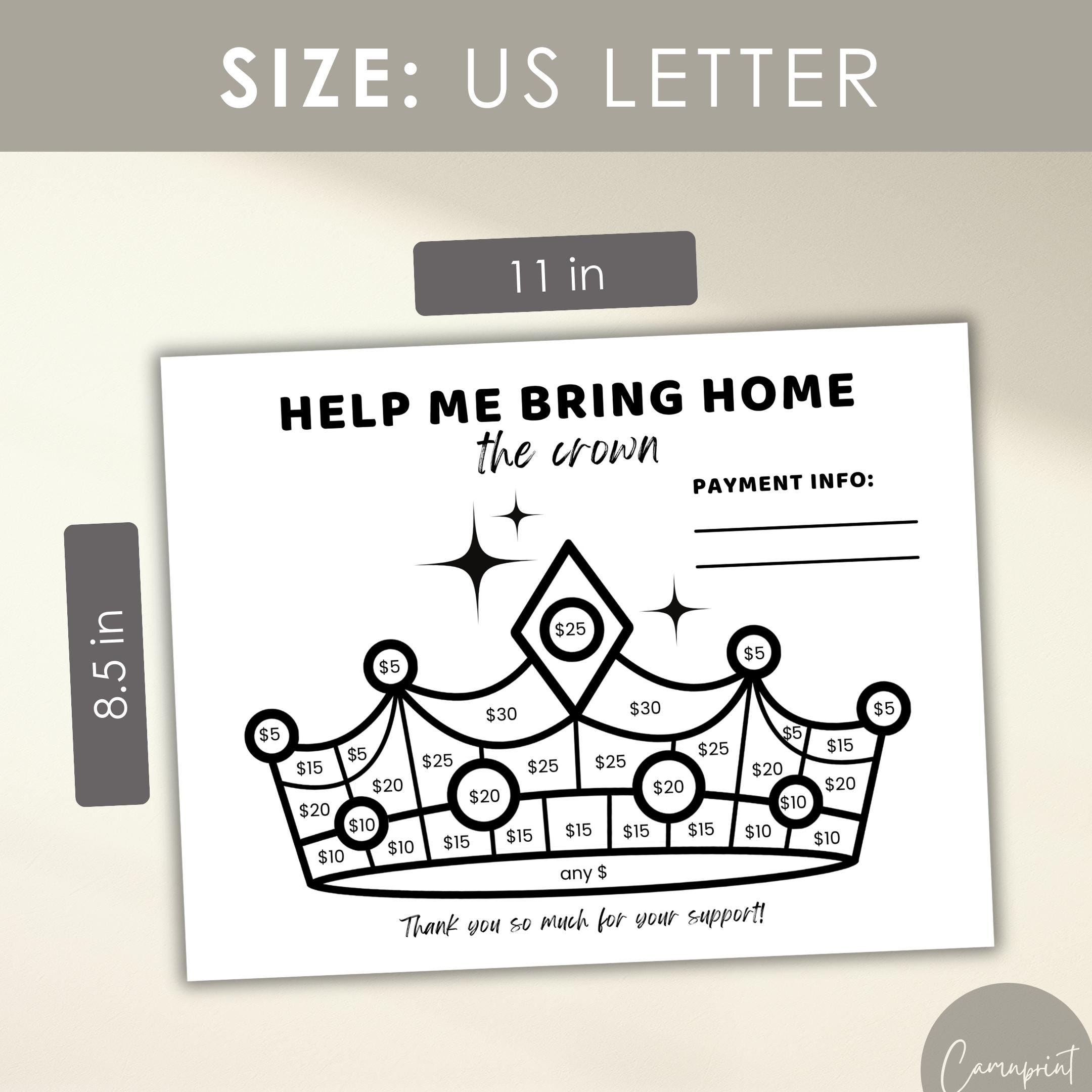 Fill My Crown Pageant Fundraiser for Pageant Fundraising, Editable ...