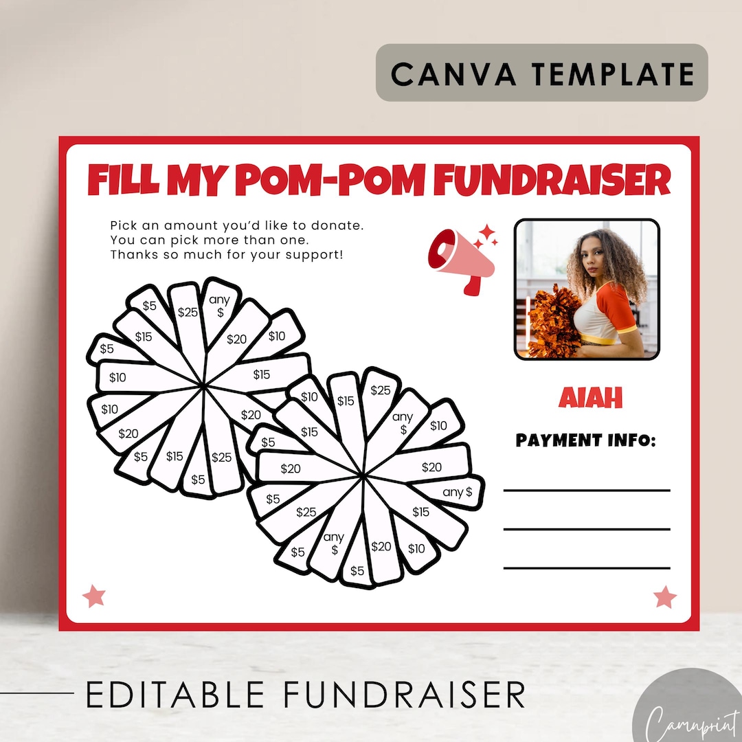 Fill My Pom Pom Fundraiser Form for Cheerleading Sponsor My Season ...