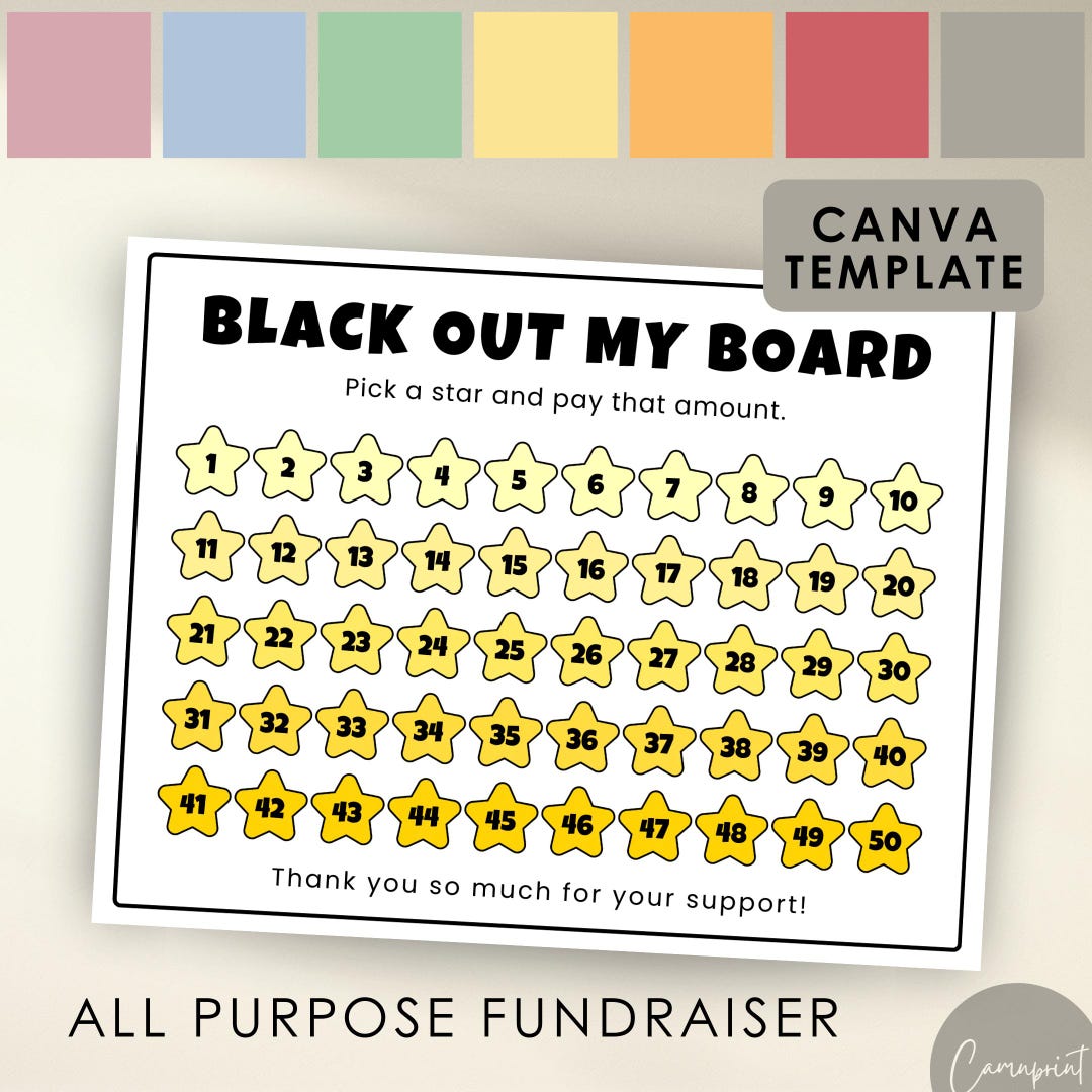 Black Out My Board Calendar Fundraiser Template, All Purpose Fundraiser ...