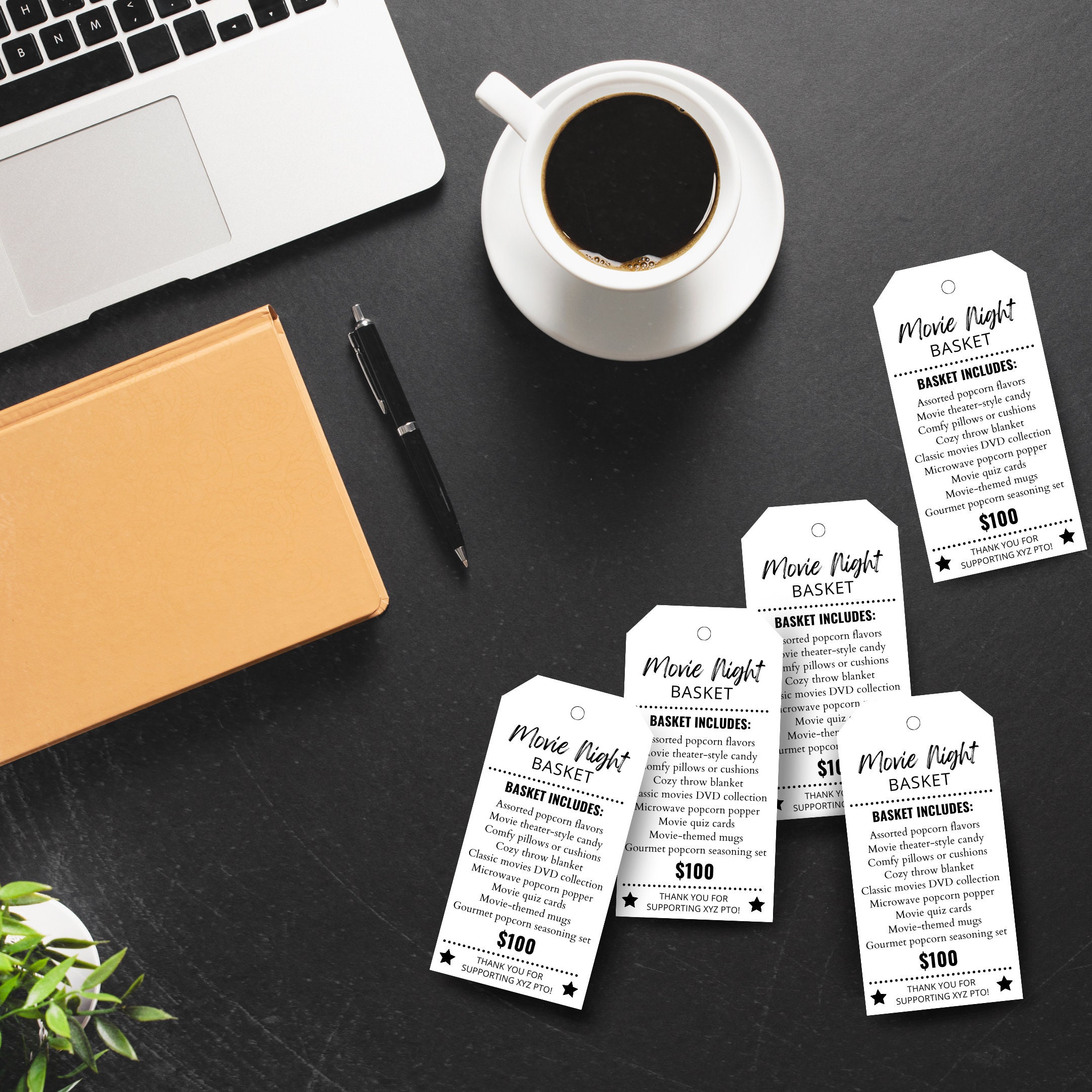 Silent Auction Basket Tags Editable Auction Template for Fundraising ...