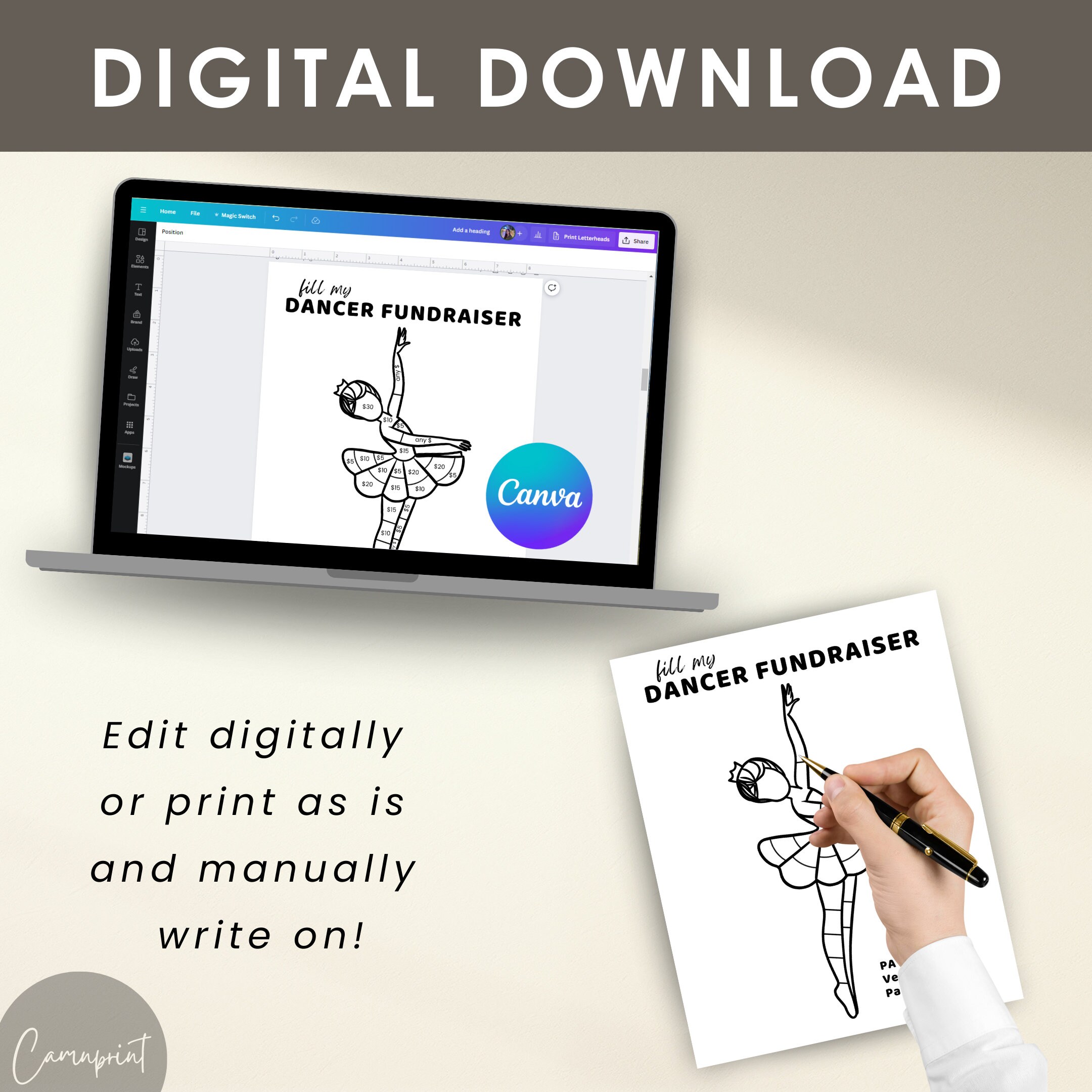 Dance Fundraiser Printable Fill My Dancer Fundraiser Form Editable ...