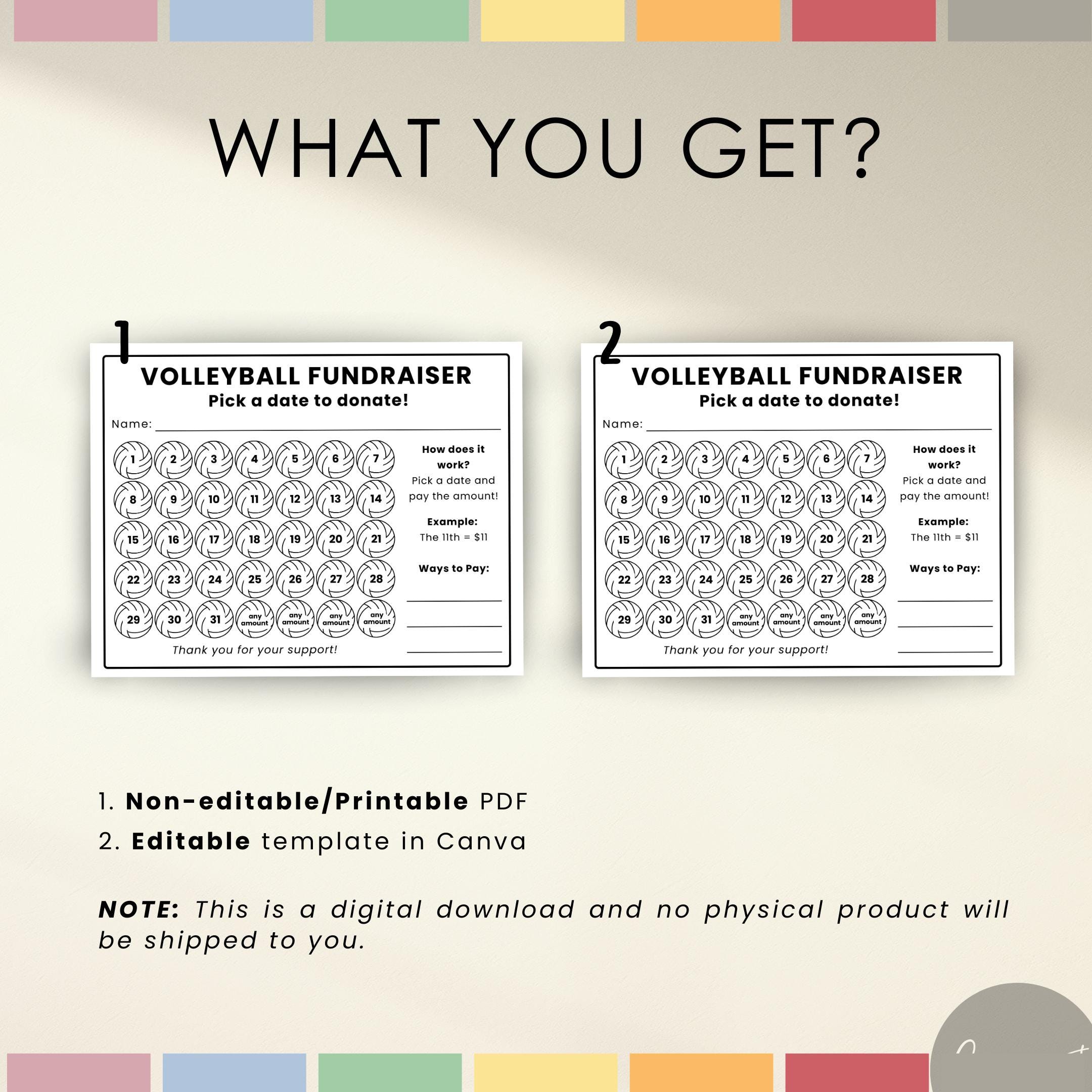 Volleyball Fundraiser Calendar for Sports Fundraiser Template, Pick a ...