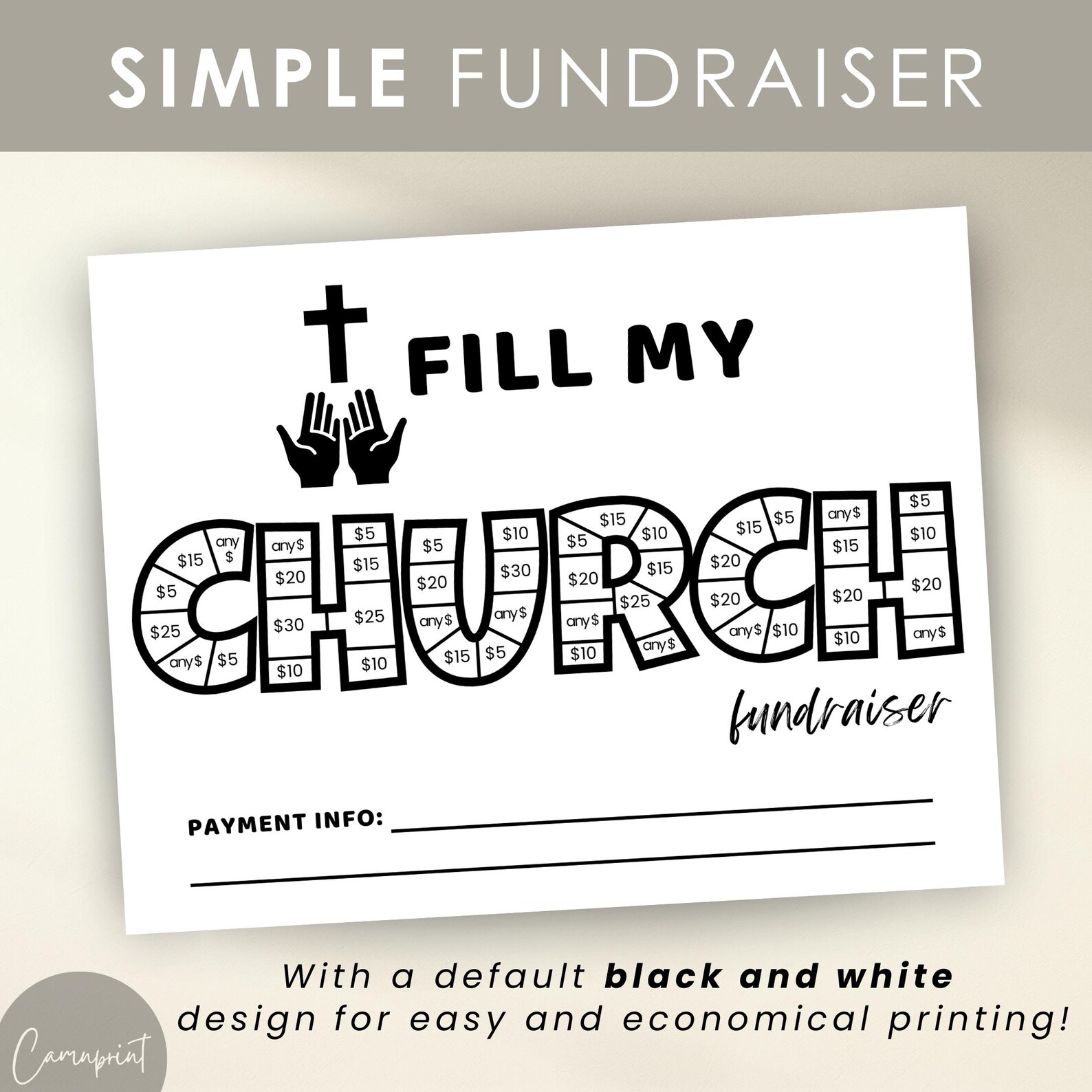 Fill My Church Fundraiser Form for Church Camp, Church Fundraising ...