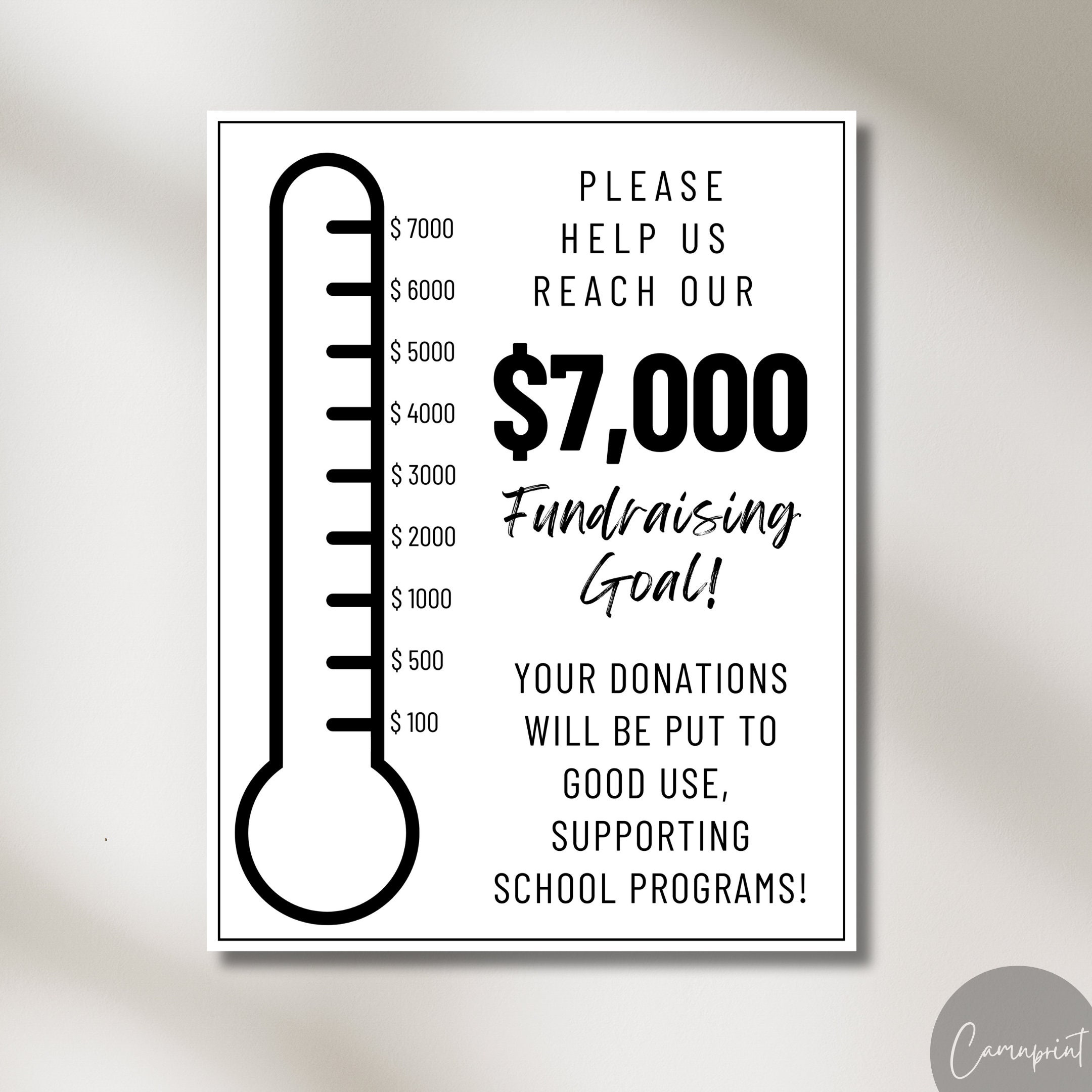 Fundraising Thermometer for Nonprofit Fundraiser Tracker, Fundraising ...