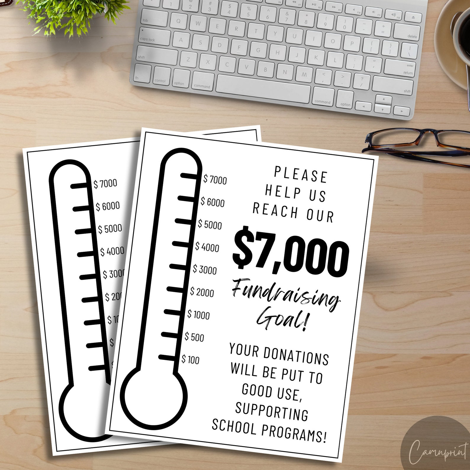 Fundraising Thermometer for Nonprofit Fundraiser Tracker, Fundraising ...