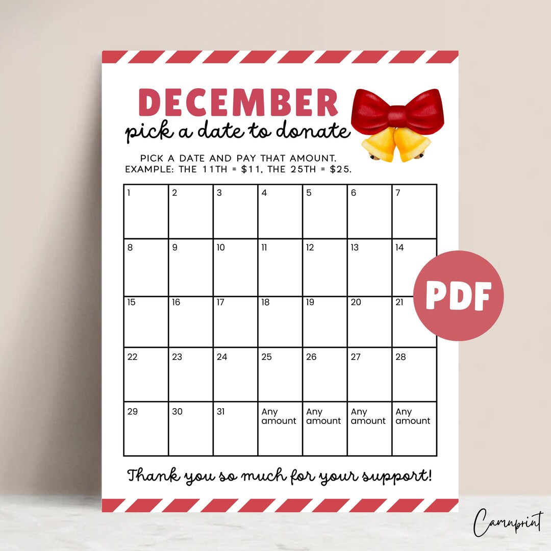 Calendar Fundraiser for Christmas Fundraiser, Team Fundraiser, December ...