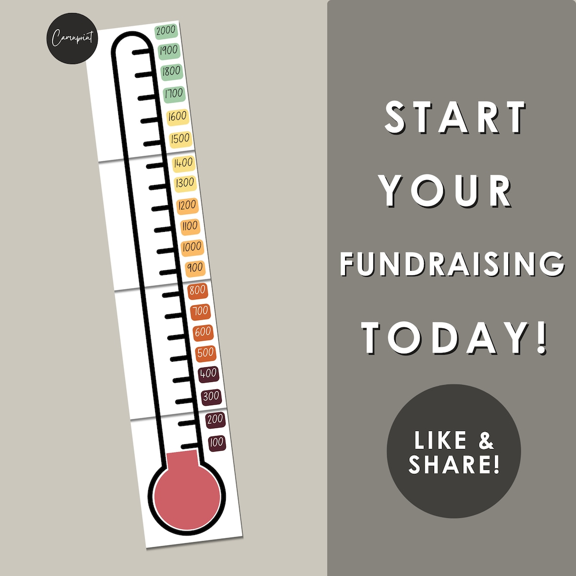 Printable Really Big Goal Fundraising Thermometer for Nonprofit ...