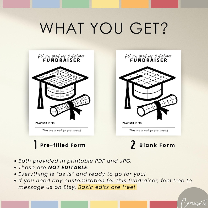 Graduation Fundraiser Fill My Grad Cap, Fill My Diploma for Senior ...