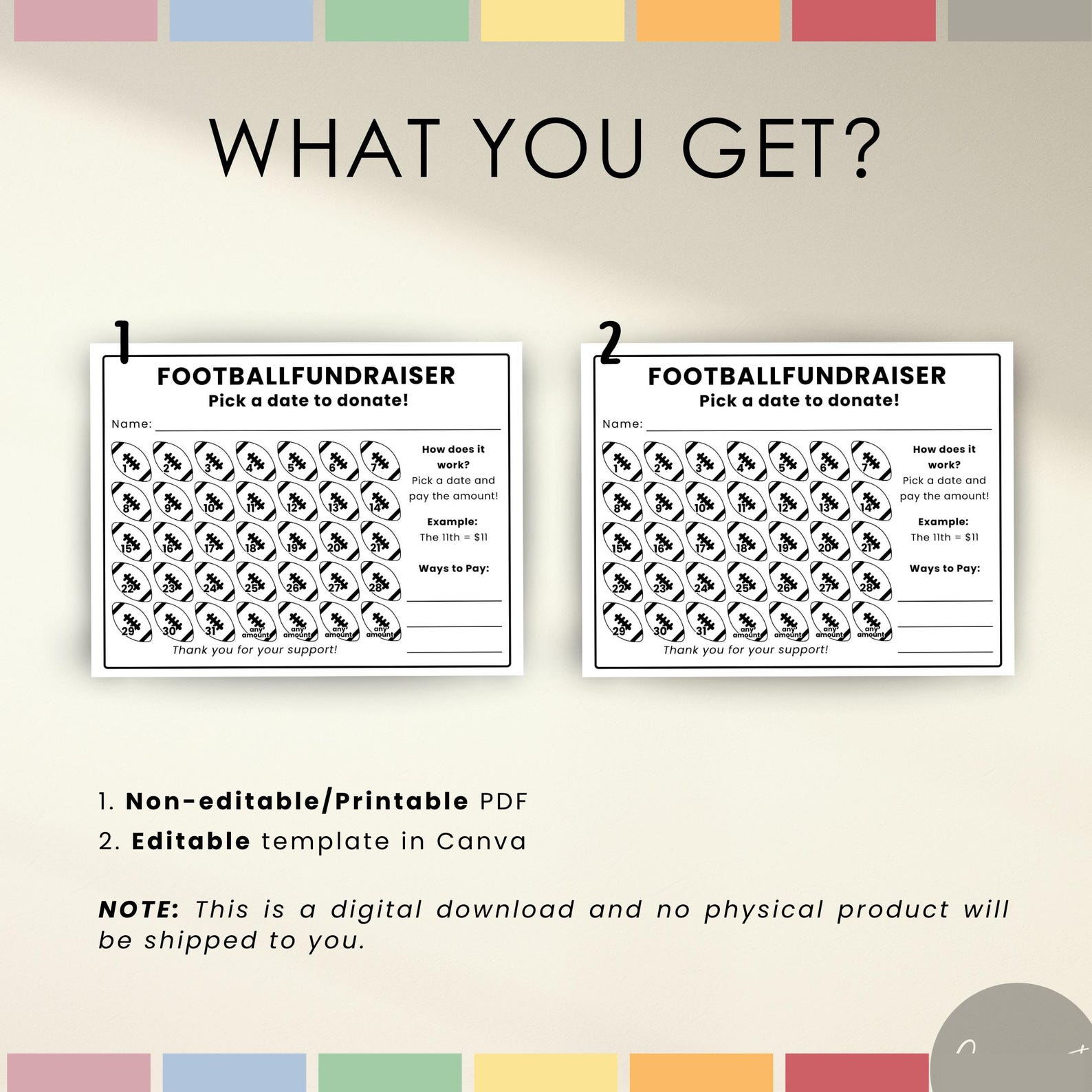 Football Fundraiser Calendar for Sports Fundraiser Template Editable ...