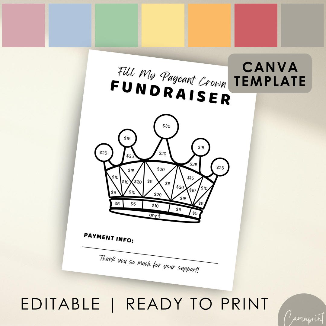 Fill My Crown Pageant Fundraiser for Pageant Fundraising Form, Editable ...