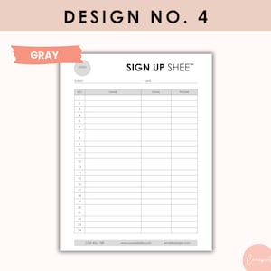 Editable Sign up Sheet Template, Sign up Sheet, Printable Sign up Form ...