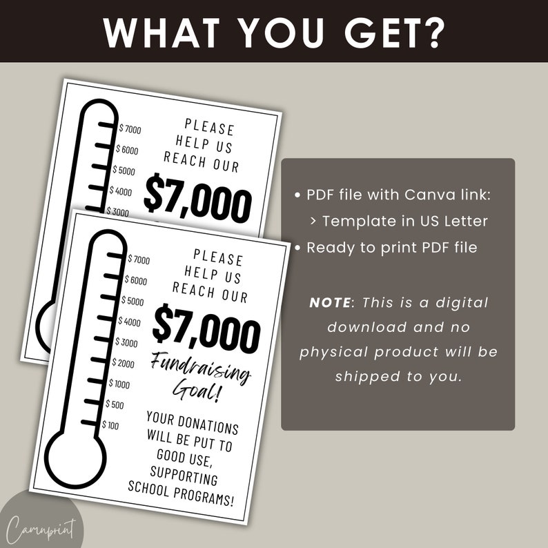 Fundraising Thermometer for Nonprofit Fundraiser Tracker, Fundraising ...